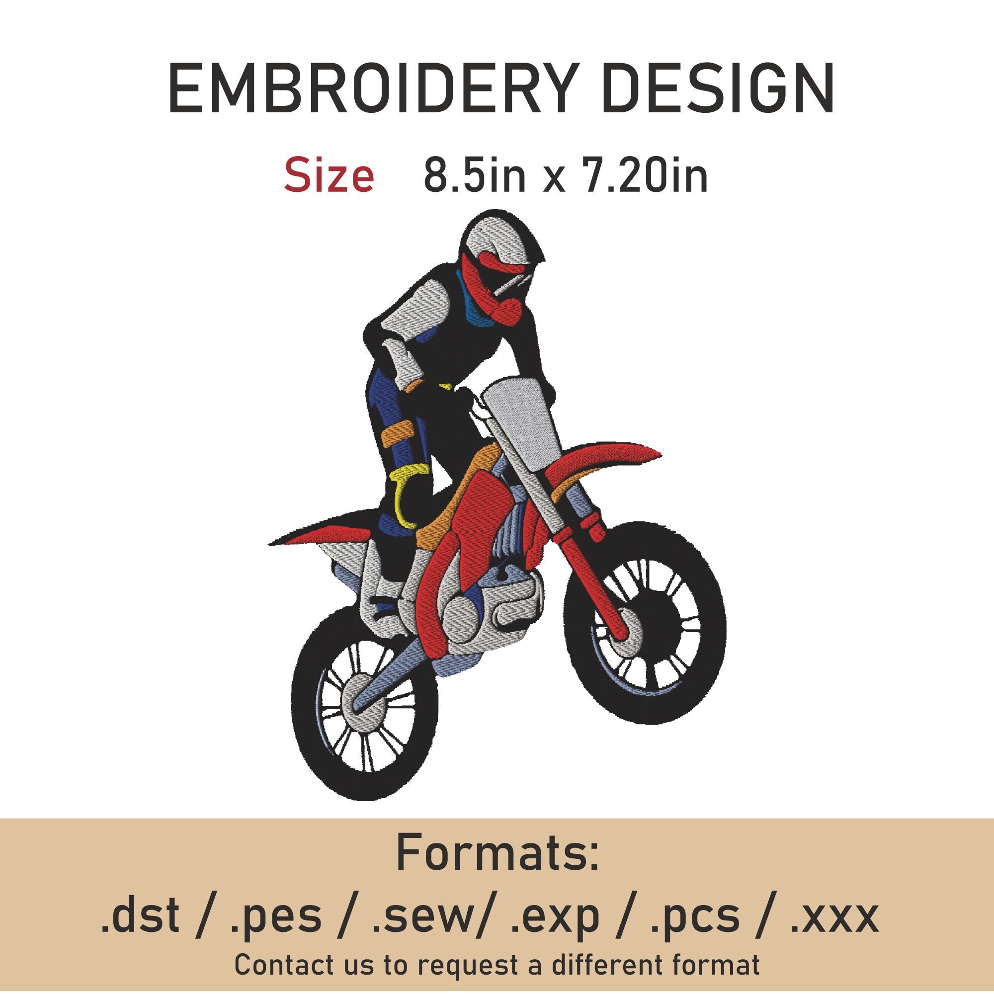 motocross embroidery Design. Machine Embroidery Design. bikePattern. I ...